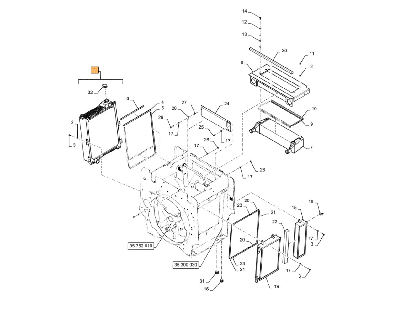 Radiador De Água New Holland 347611A3 | New Holland Peças